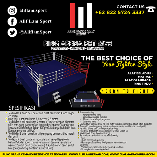 Ring Tinju Muaythai RRT.M78 (Size standar AIBA / IFMA) | ALIFLAM Sport